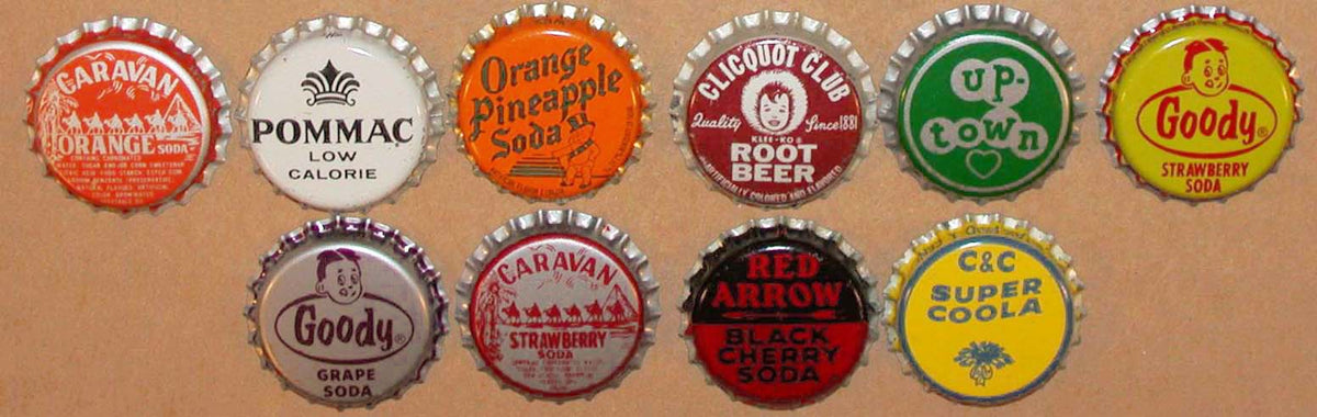 Vintage soda pop bottle caps ALL WITH PICTURES Collection of 26 differ ...
