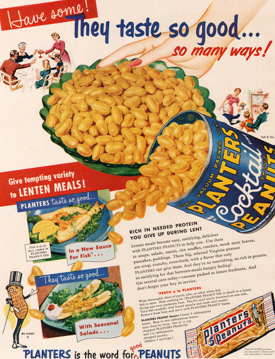 Vintage magazine ad PLANTERS COCKTAIL PEANUTS 1953 featuring Mr Peanut ...