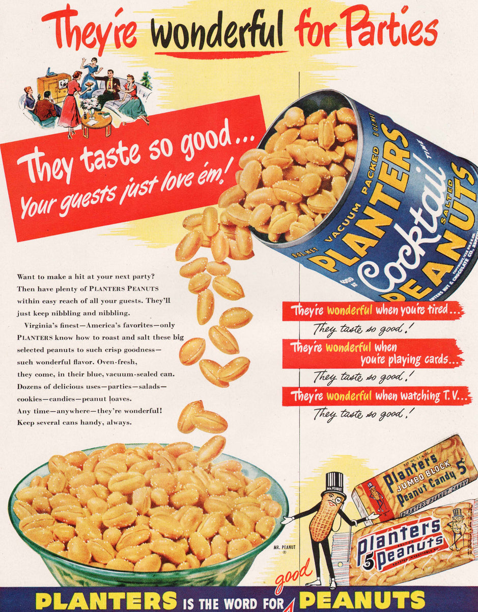 Vintage magazine ad PLANTERS PEANUTS from 1951 Mr Peanut Wonderful for ...