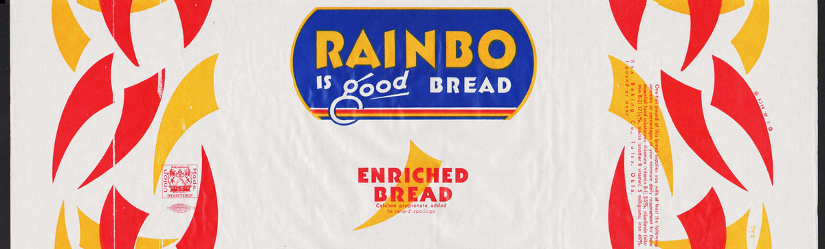 Vintage bread wrapper RAINBO is Good Bread dated 1955 Rex Baking Tulsa ...