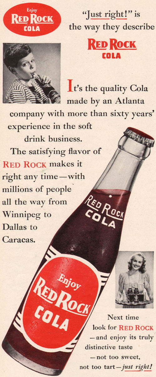 Vintage magazine ad RED ROCK COLA from 1947 Atlanta with soda bottle p ...