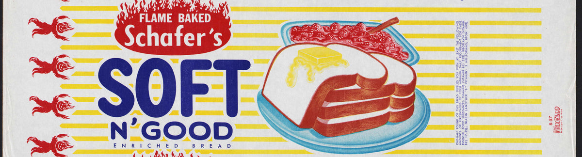 Vintage bread wrapper SCHAFERS FLAME BAKED dated 1957 Detroit Michigan ...