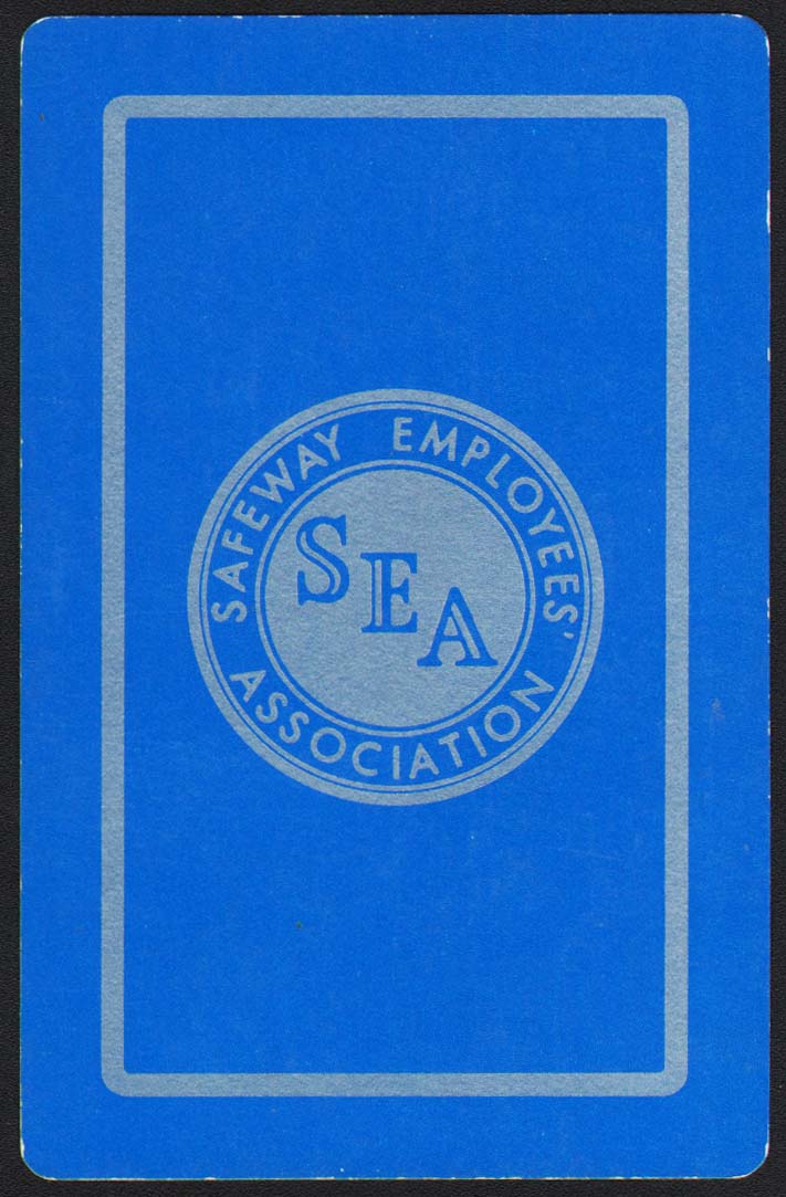 Vintage playing card SEA SAFEWAY EMPLOYEES ASSOCIATION with a blue bac ...