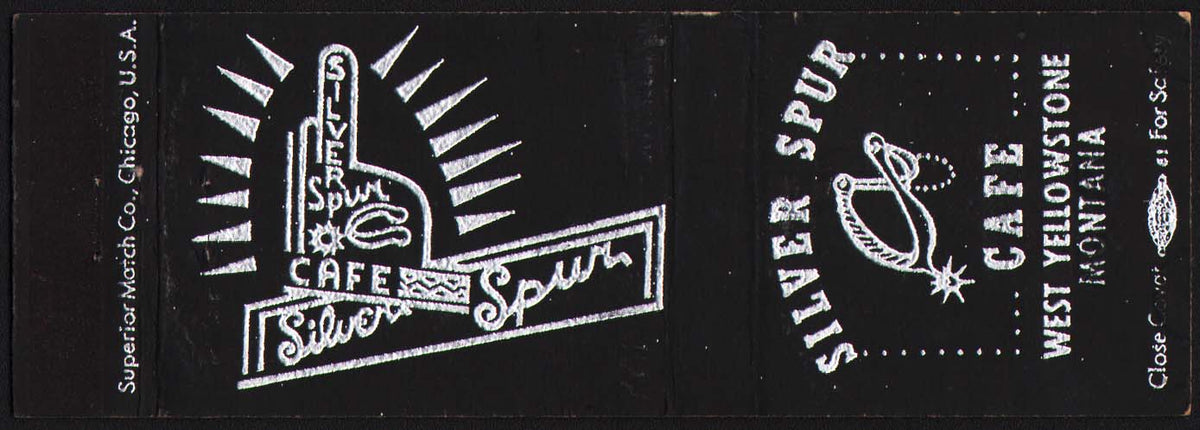 Vintage matchbook cover SILVER SPUR CAFE sign pictured West Yellowston ...