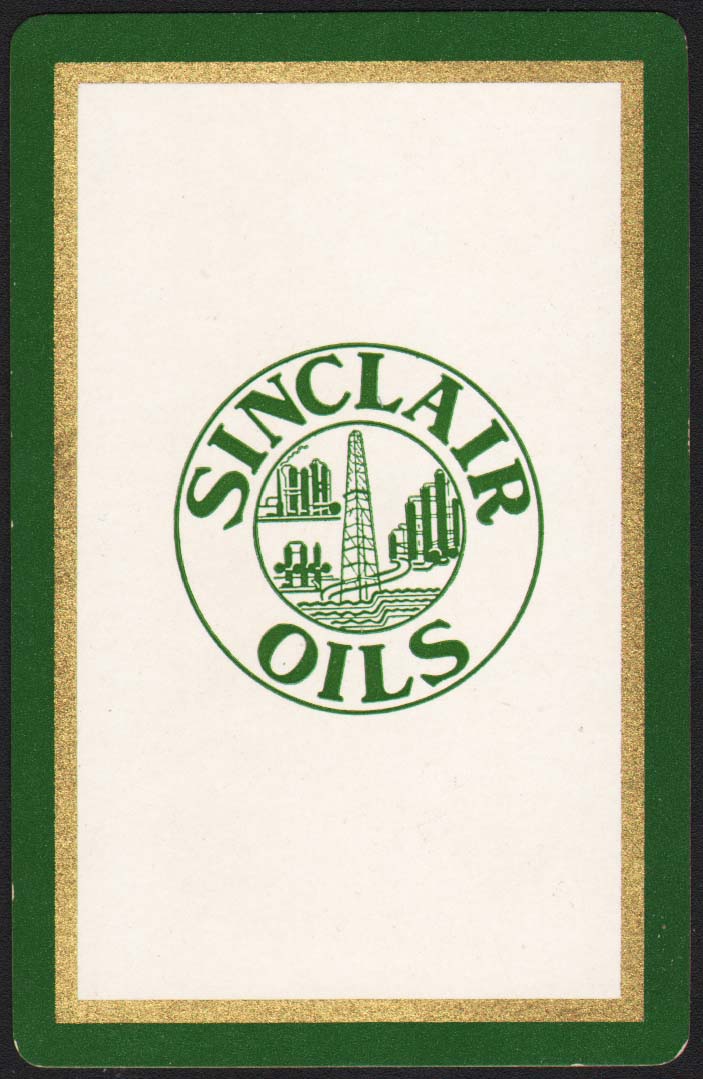 Vintage playing card SINCLAIR OILS green border oil derrick and refine ...