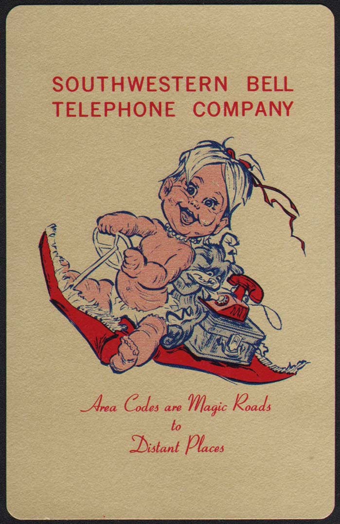Vintage playing card SOUTHWESTERN BELL TELEPHONE Magic Roads gold back ...