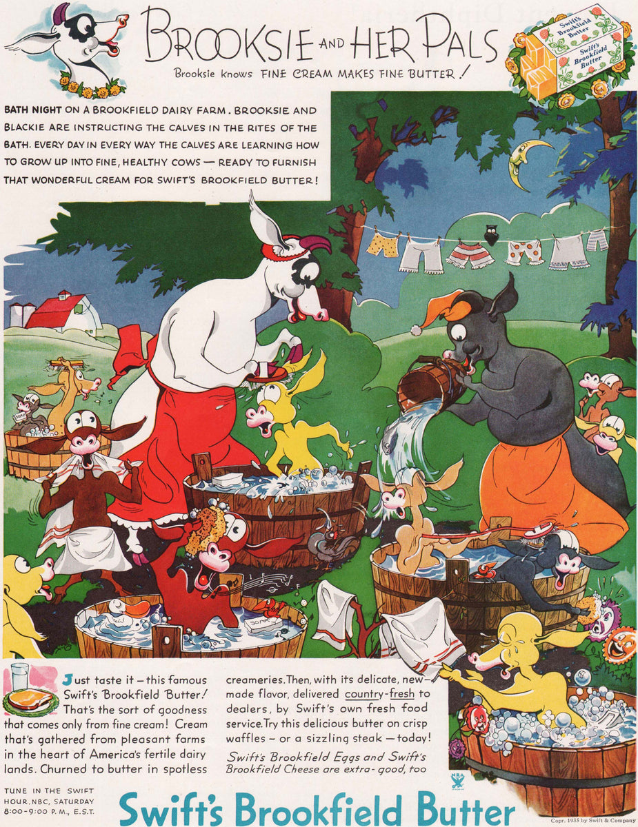 Vintage magazine ad SWIFTS BROOKFIELD BUTTER 1935 Brooksie the cow and ...