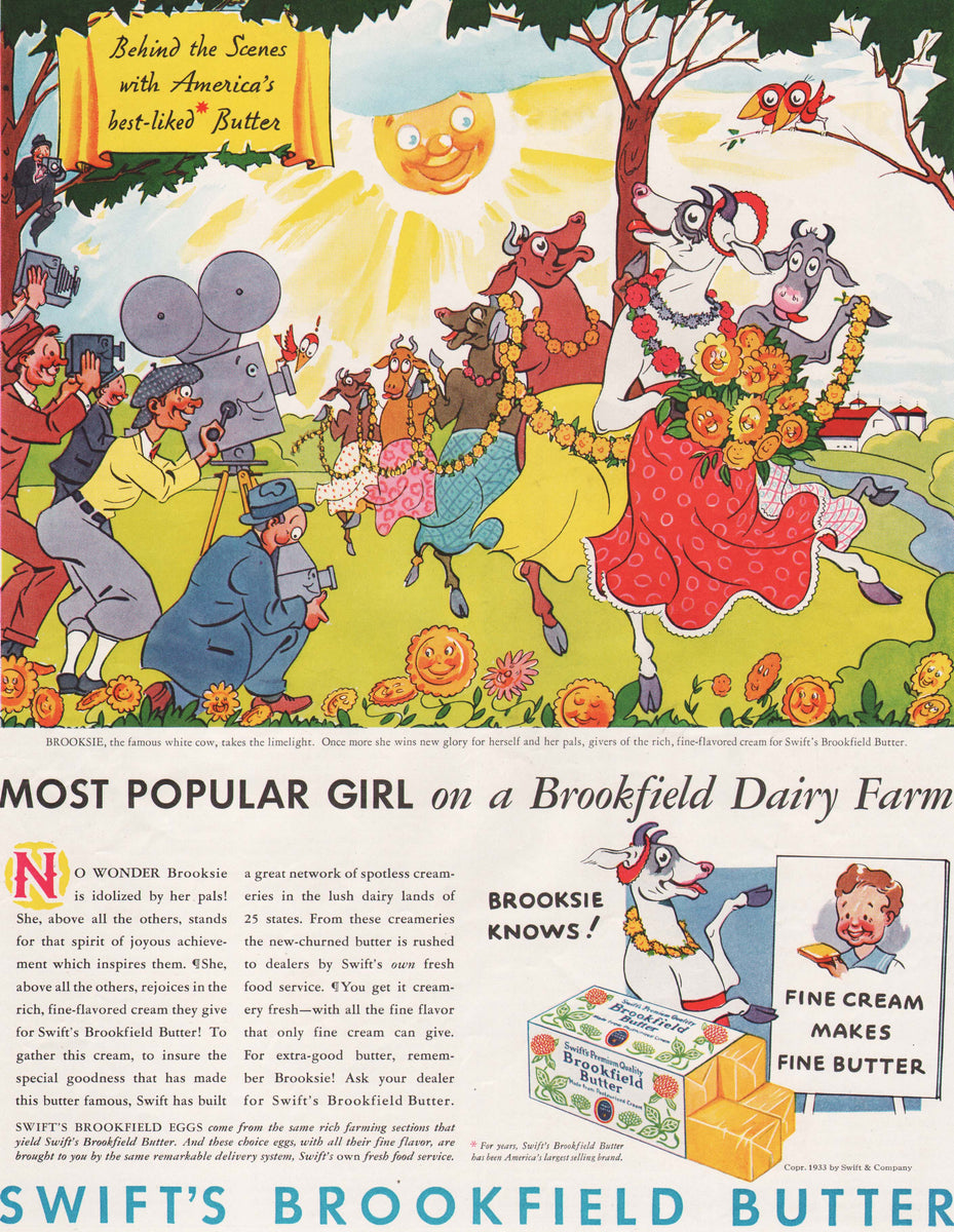 Vintage magazine ad SWIFTS BROOKFIELD BUTTER from 1933 Brooksie the co ...