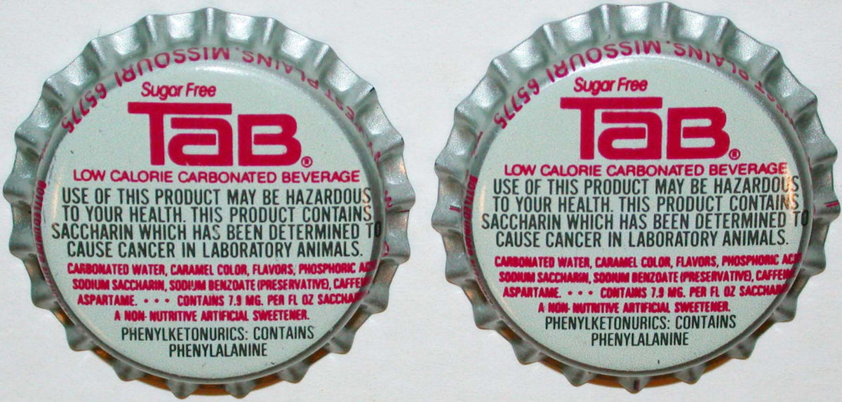 Soda pop bottle caps TAB by Coca Cola Lot of 2 West Plains MO plastic ...