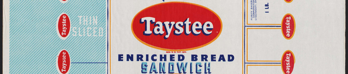 Vintage bread wrapper TAYSTEE SQUARE SANDWICH Cincinnati Ohio 1953 new ...