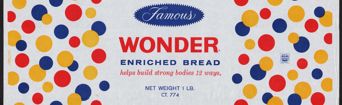 Vintage bread wrapper WONDER FAMOUS 1lb size Rye New York 1959 new old ...