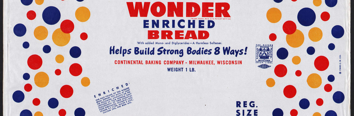 Vintage bread wrapper WONDER REG SIZE dated 1948 Milwaukee Wisconsin u ...