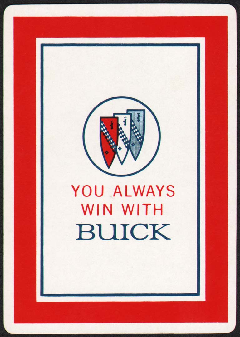 Vintage playing card YOU ALWAYS WIN WITH BUICK cars red border with ni ...